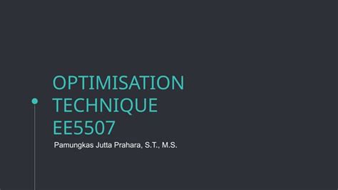 Optimisation Techniqueintroductionpptx