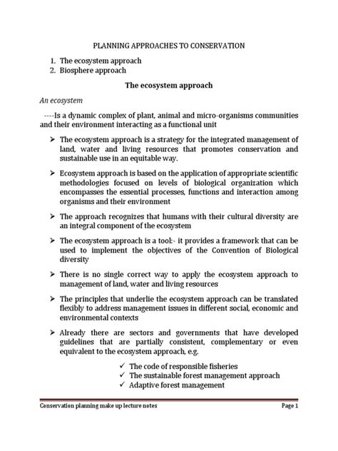Conservation Planning Handout 1 Pdf Sustainability Conservation