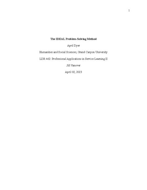 LDR 462 The Ideal Problem Solving Method The IDEAL Problem Solving