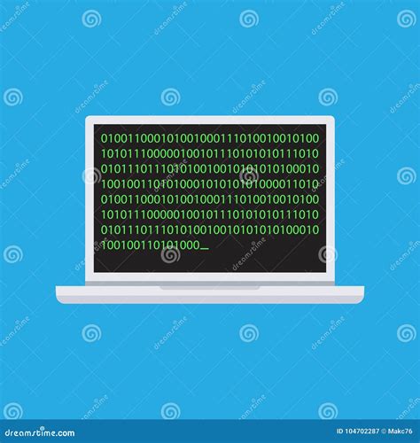 Binary Code On Laptop Icon Vector Illustration Stock Vector