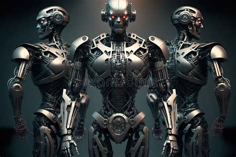 Robot Army Or Group Of Cyborgs 3d Rendering Robot Army Or Group Of Cyborgs Advanced Robot