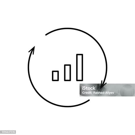 막대형 차트 화살표 Seo 아이콘 Ui 및 Ux 웹 사이트 또는 모바일 응용 프로그램에 대한 상거래 아이콘의 간단한 라인 개요 벡터 요소 0명에 대한 스톡 벡터 아트 및