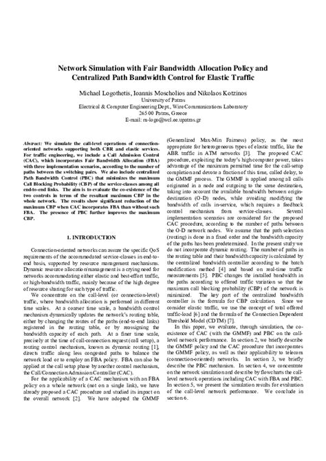 pdf network simulation with fair bandwidth allocation policy and