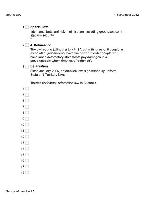 2021 Week 6 Pt 2 Lecture Slides Intentional Torts Sports Law Babe Of Law UniSA 1 14