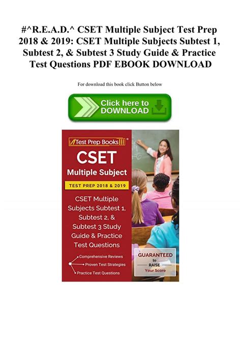 R E A D Cset Multiple Subject Test Prep 2018 And 2019 Cset Multiple Subjects Subtest 1 Subtest