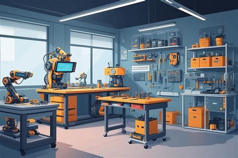 Premium Photo Showcase A Robotics Lab With Spare Parts Tools And A