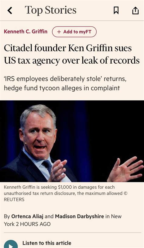 Here We Go Again Kenneth C Griffincitadel And Their Tax Returns R