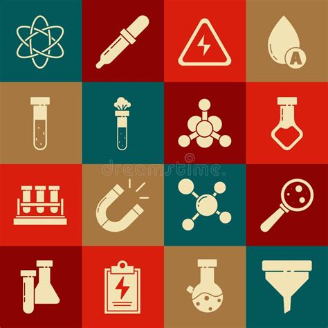 Set Funnel Or Filter Microorganisms Under Magnifier Test Tube And Flask Chemical High Voltage