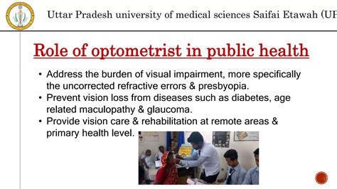 Role Of Optometrist In Public Health Pptx