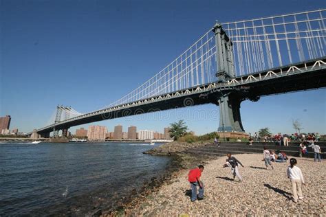 Brooklyn Bridge Over The East River In New York Editorial Photography