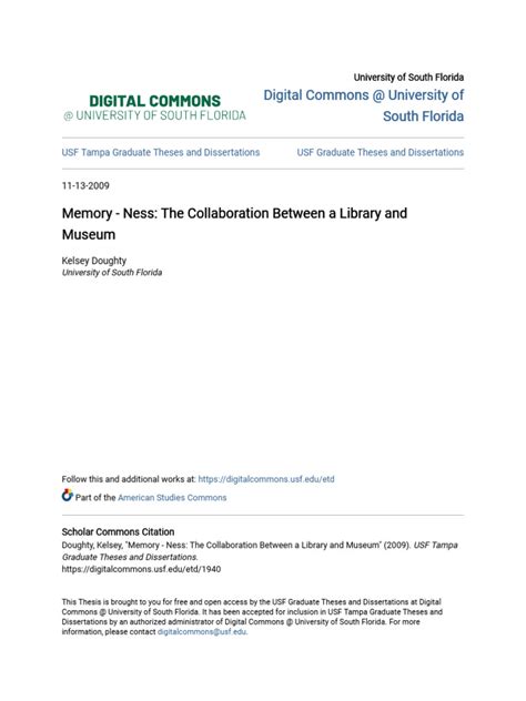 Memory Ness The Collaboration Between A Library And Museum Pdf Museum Libraries