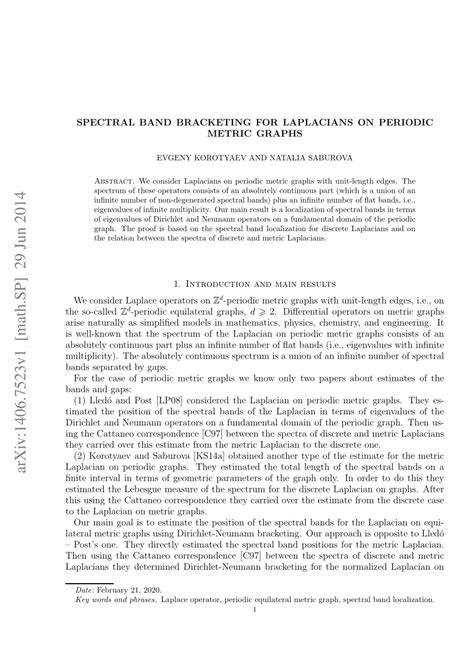 Pdf Spectral Band Bracketing For Laplacians On Periodic Metric Graphs