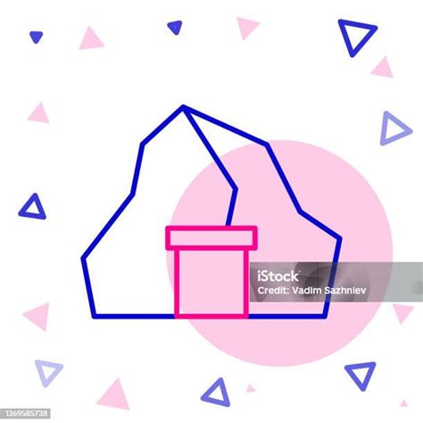 흰색 배경에 격리 된 라인 골드 광산 아이콘 다채로운 개요 개념 벡터 광물질에 대한 스톡 벡터 아트 및 기타 이미지 광물질 광산 광산업자 Istock