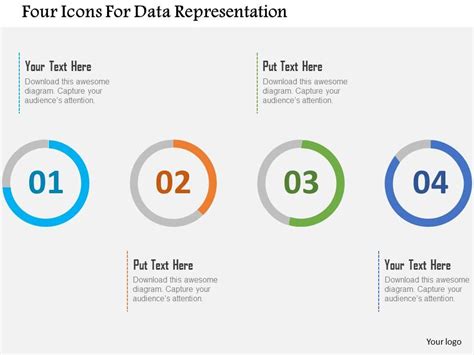 four icons for data representation flat powerpoint design graphics