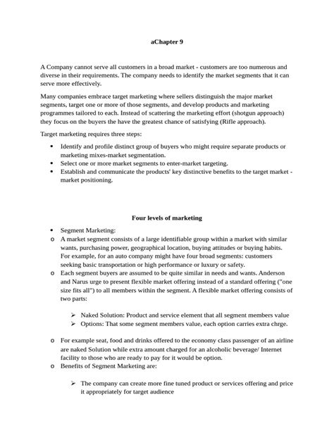 Chap 9 Pdf Market Segmentation Marketing