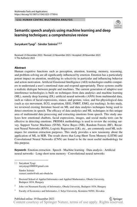 Pdf Semantic Speech Analysis Using Machine Learning And Deep Learning Techniques A