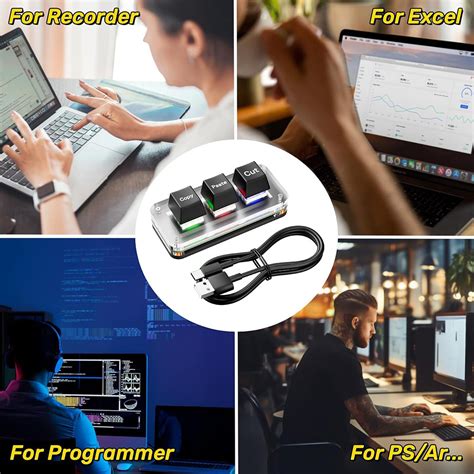 RGB Ctrl X C V Shortcut One Handed Keyboard Key Macro Keypad USB Type