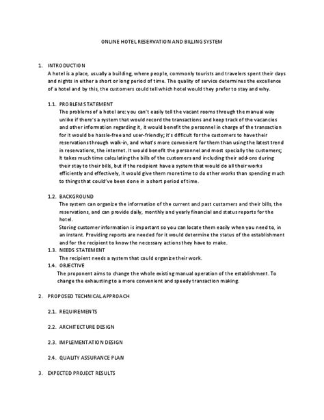 Doc Hotel Reservation And Billing System Project Proposal