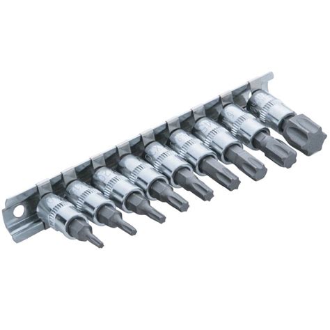 Blue Spot Tools 14 Inch Star Torx Bit 9pc Socket Set On Rail 01521