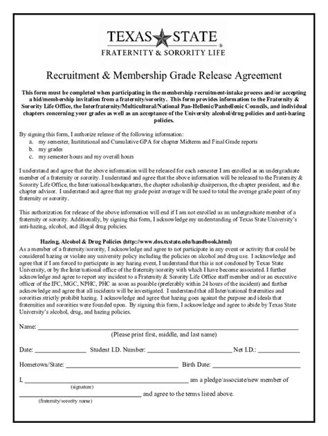 Fraternity And Sorority Life Grade Release Form Involve Fill Out And Sign Online Dochub