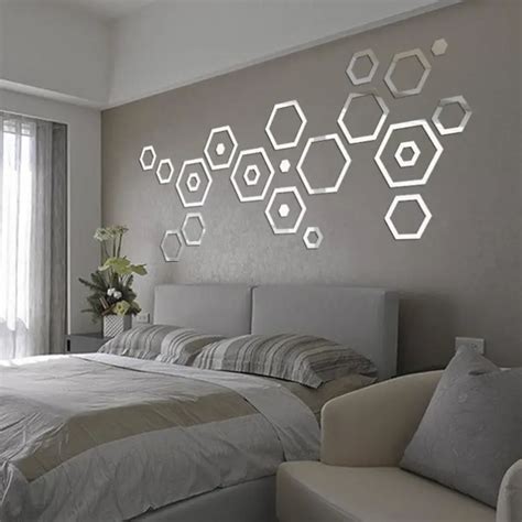 ᐉ Наклейка на стіну дзеркальна Hexagon акрилова для декору інтерєру 24 шт Срібний • Краща ціна