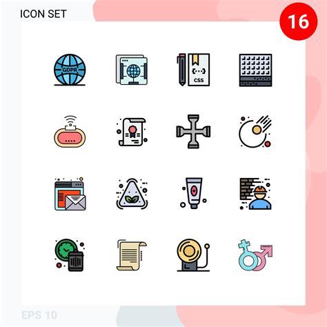 User Interface Pack Of 16 Basic Flat Color Filled Lines Of Waffle Sweet