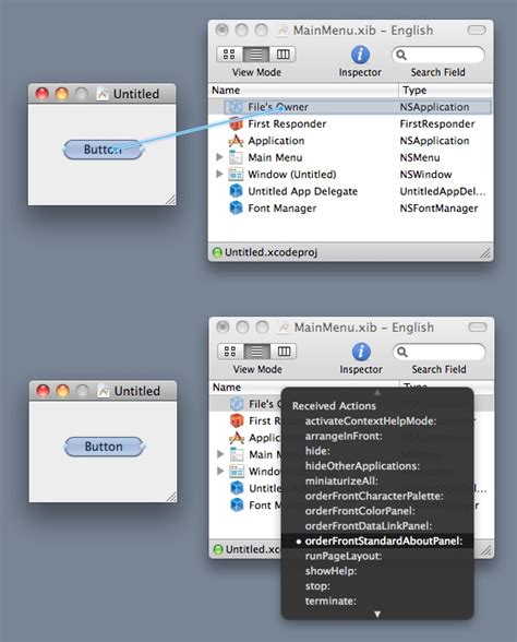 Objective C Opening About App Name With A Button Mac Os X Stack