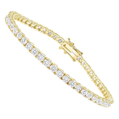 14k Yellow Gold 2 Carat Round Diamond Tennis Bracelet For Sale At 1stdibs