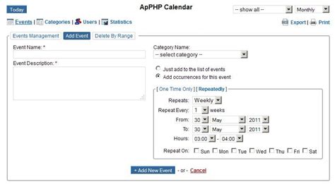 Php Calendar Script Pro By Apphpcom Codester