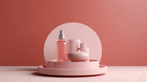 3d 렌더링된 연단 배경에 전시된 화장품 스탠드 제품 화장 배경 제품 전시 배경 연단 배경 이미지 Hd 화장 제품 전시 연단 배경 사진 무료 다운로드 Lovepik