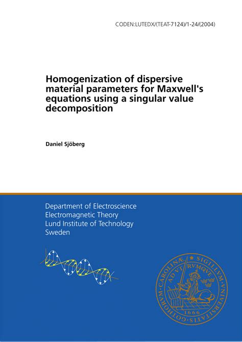 Pdf Homogenization Of Dispersive Material Parameters For Maxwells Equations Using A Singular