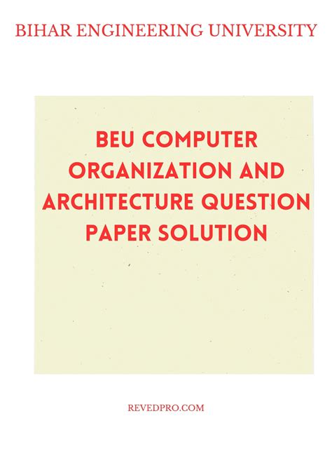 Beu Computer Organization And Architecture Question Paper Solution Bihar Engineering University