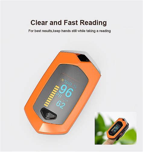 New Rechargeable Finger Pinch Pulse Oximeter Orange Oled Screen Pulse