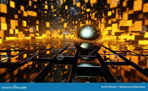 Advanced Motion Digital Gold And Black Matrix Cyber Environment Big
