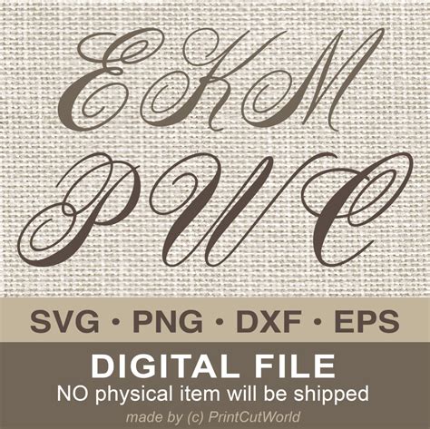 Curly Font SVG Monogram Letters PNG Calligraphy Monogram File Etsy