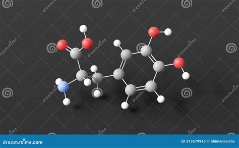 Levodopa Molecular Structure L Dopa Ball And Stick 3d Model Structural Chemical Formula With