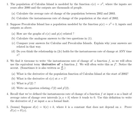 Solved 1 The Population Of Calculus Island Is Modeled By
