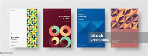 회사 Id 브로셔 템플릿 컬렉션입니다 비즈니스 프리젠 테이션 벡터 A4 수직 방향 전면 페이지 모형 세트 기업 보고서 커버 추상 기하학적 일러스트 디자인 레이아웃 번들 0