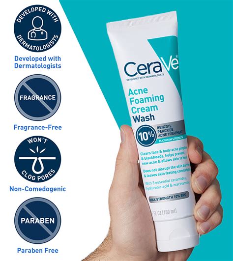 Acne Foaming Cream Wash With Benzoyl Peroxide Cerave