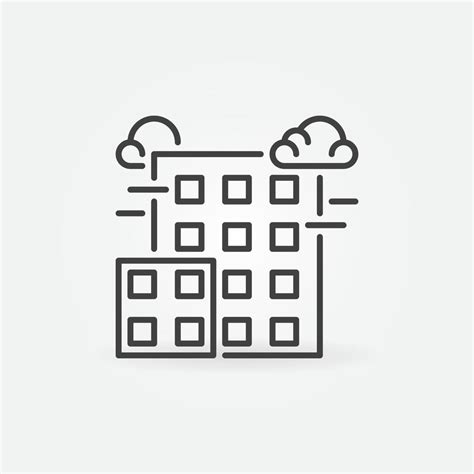 clouds with buildings vector thin line concept icon 12734386 vector art