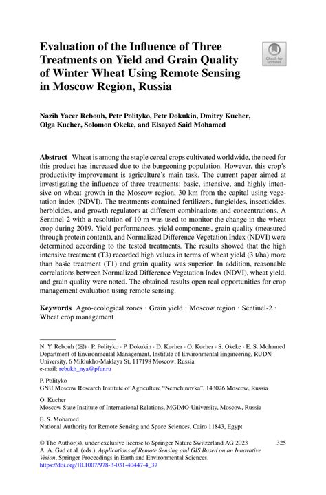 Pdf Evaluation Of The Influence Of Three Treatments On Yield And