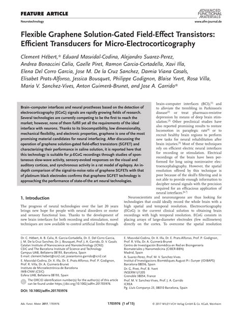 Pdf Flexible Graphene Solution Gated Field Effect Transistors Efficient Transducers For Micro