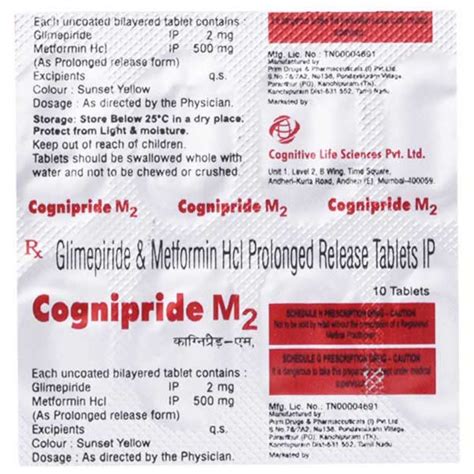 Cognipride M 2mg500mg Tablet Uses Price Substitute Side Effects