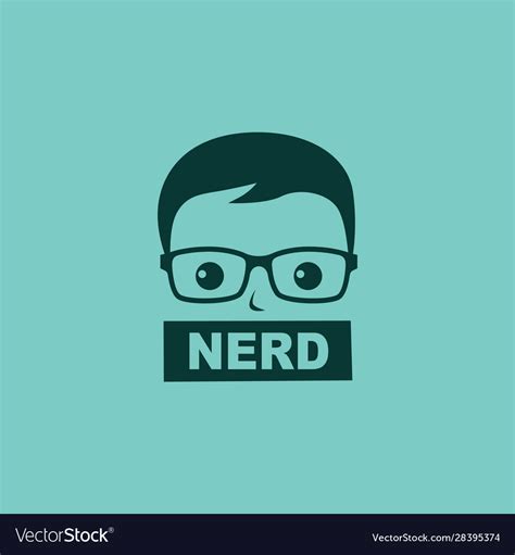 Nerd Geek Guy Cartoon Character Sign Logo Vector Image
