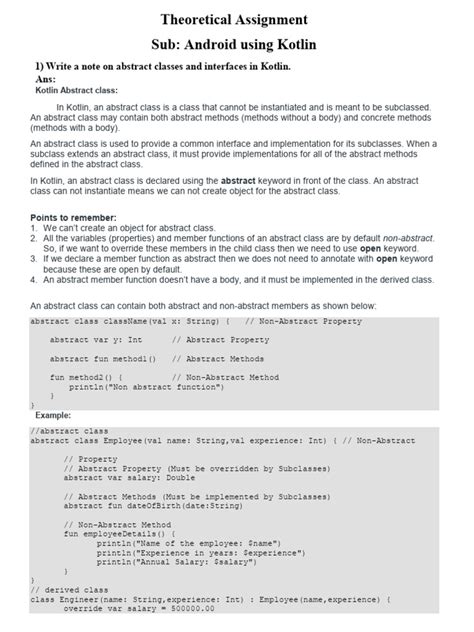 Theoretical Assignment Kotlin Pdf Class Computer Programming Method Computer Programming