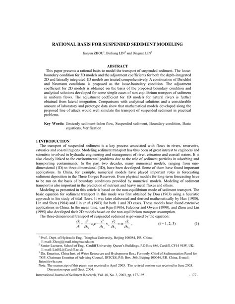Pdf Rational Basis For Suspended Sediment Modeling