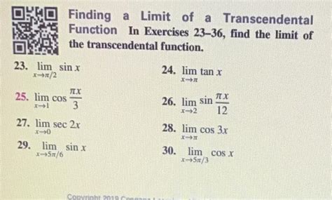 Solved Finding A Limit Of A Transcendental Function In