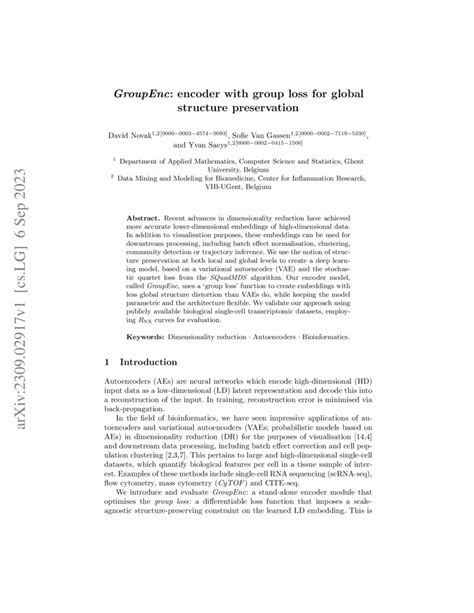 Groupenc Encoder With Group Loss For Global Structure Preservation