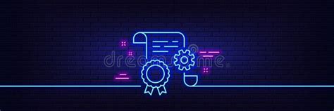 Engineering Doc Line Icon Technical Documentation Sign Neon Light