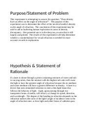 Lab Report Docx Purpose Statement Of Problem This Experiment Is Attempting To Answer The